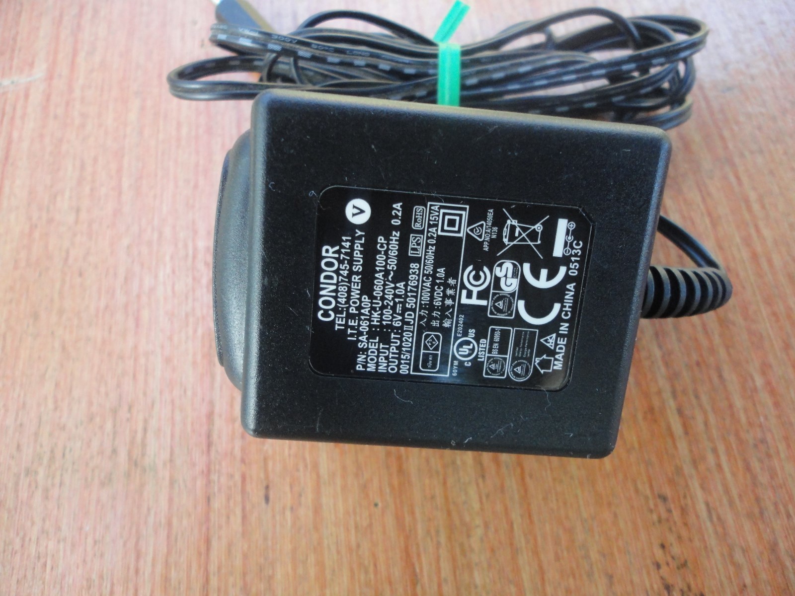 CONDOR I.T.E. AC ADAPTER #SA 061AOP MODEL HK- U-060A100-CP Power Supply ...