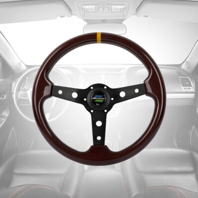 Universal SPOON Sport Red Real Carbon Fiber Steering Wheel 6 Holes ...