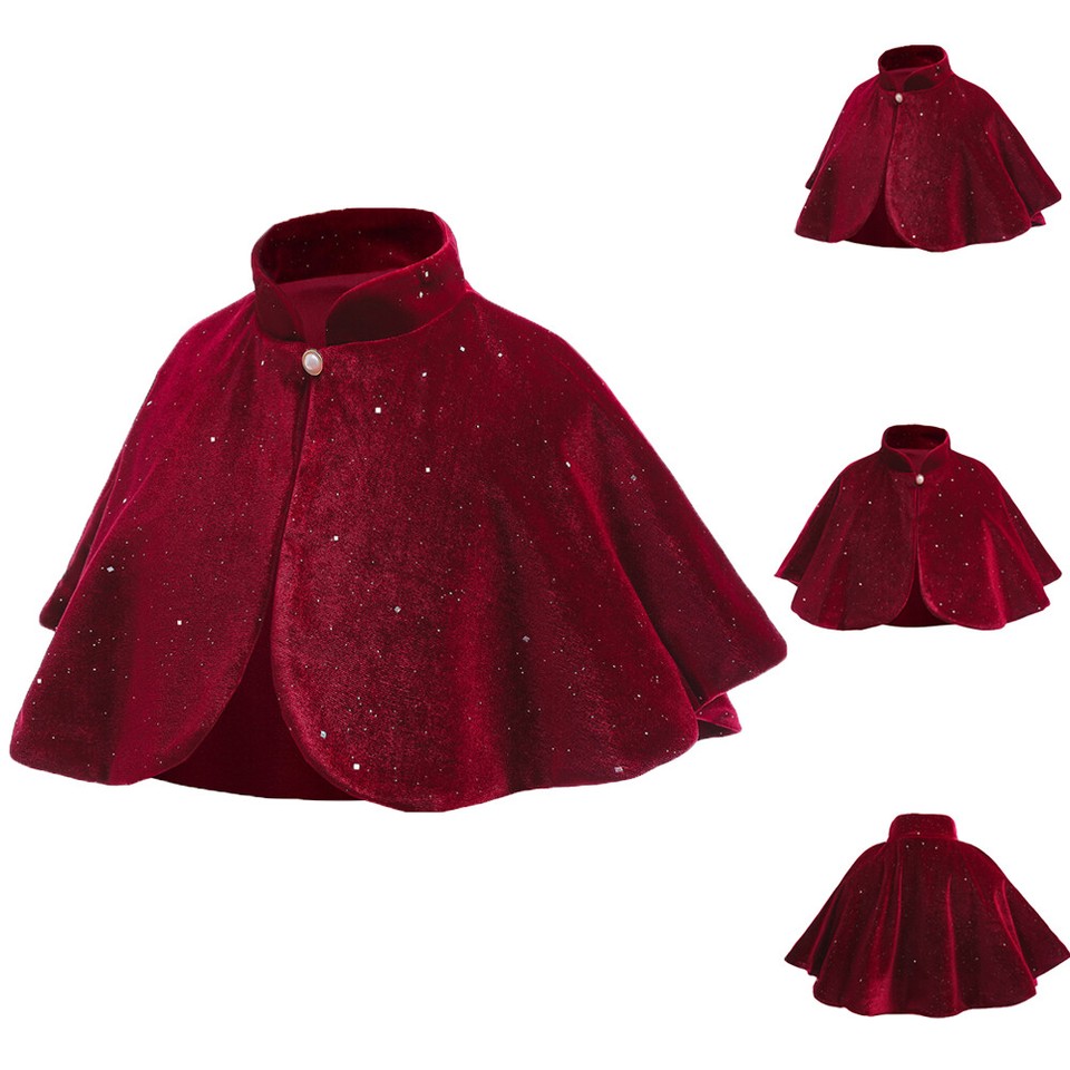 Girls Velvet Cape Crop Cloak Bolero Wrap Stole Shrug Bridesmaid Tippet ...
