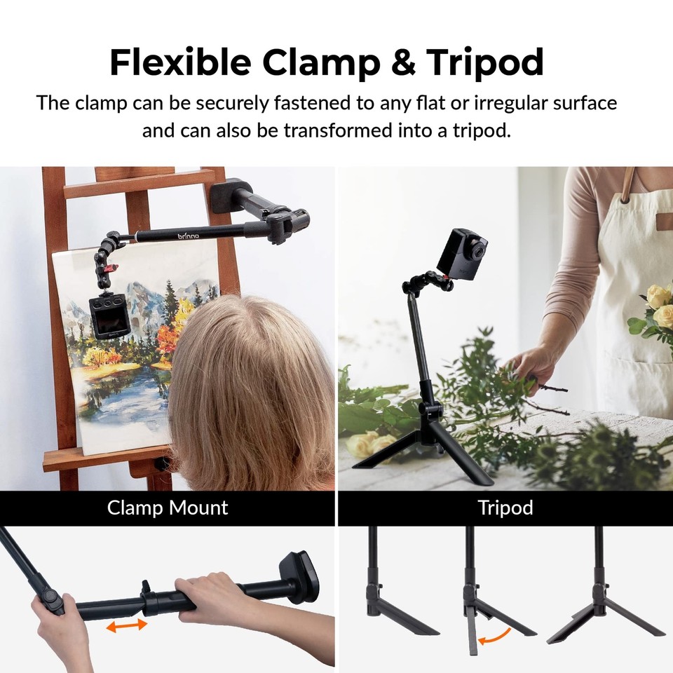 Brinno 3-in-1 Monopod, Phone Tripod, Clamp Mount with Phone Holder, 360 ...