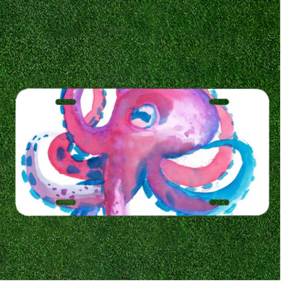 Custom Personalized License Plate Auto Tag With Colorful Octopus Design ...