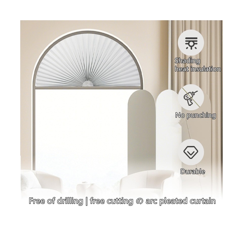 2PCS Half Moon Round Window Cover Half Circle Window Shades Cordless ...