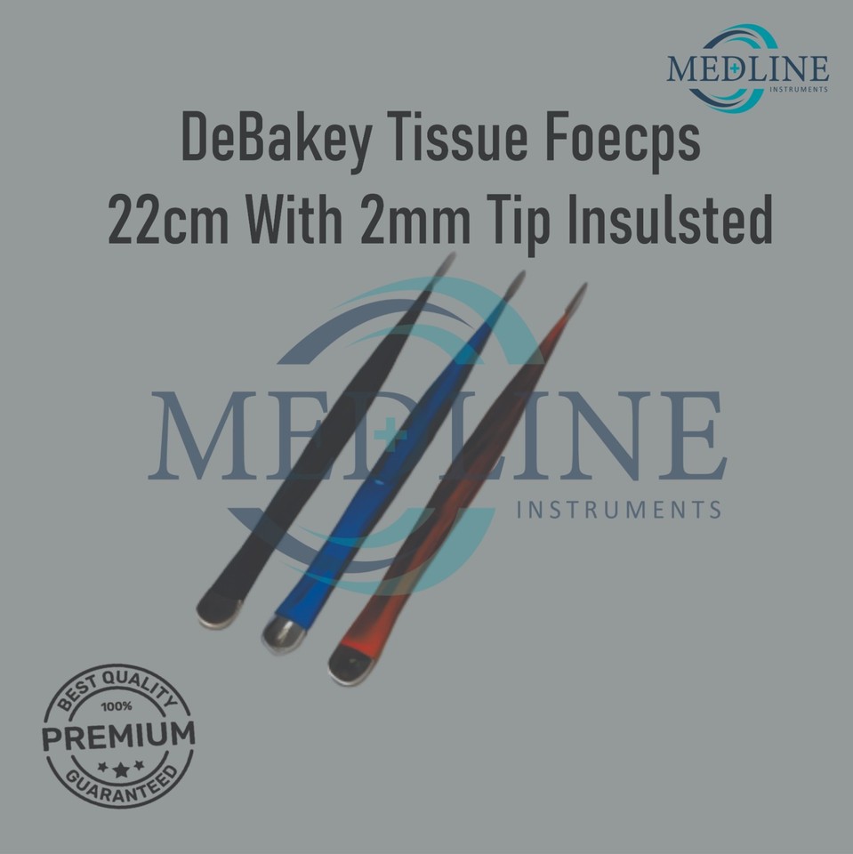 DeBakey Tissue Forceps Set of 3 Pcs 22cm With 2mm Tip Insulated ...