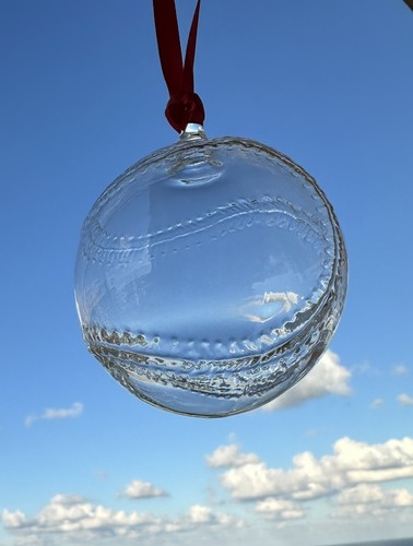 New Rare Glass Steuben Baseball Ornament In Box | eBay