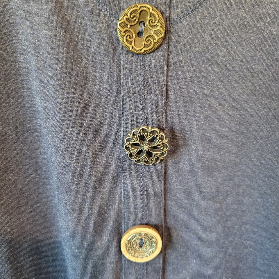 Soft Surroundings Size XL Navy Blue Tunic Buttons Lace Lagenlook ...