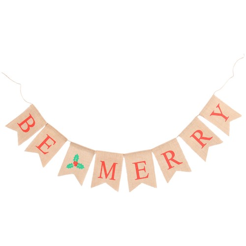BE MERRY Letters Bunting Banner Decoration Christmas Fruit Pattern ...