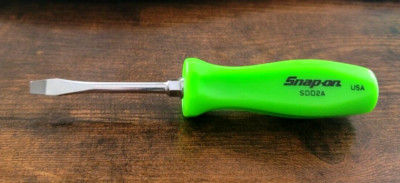 New SNAP-ON Tools GREEN Hard Handle Screwdriver SDD2A 3" Blade 6.5 ...