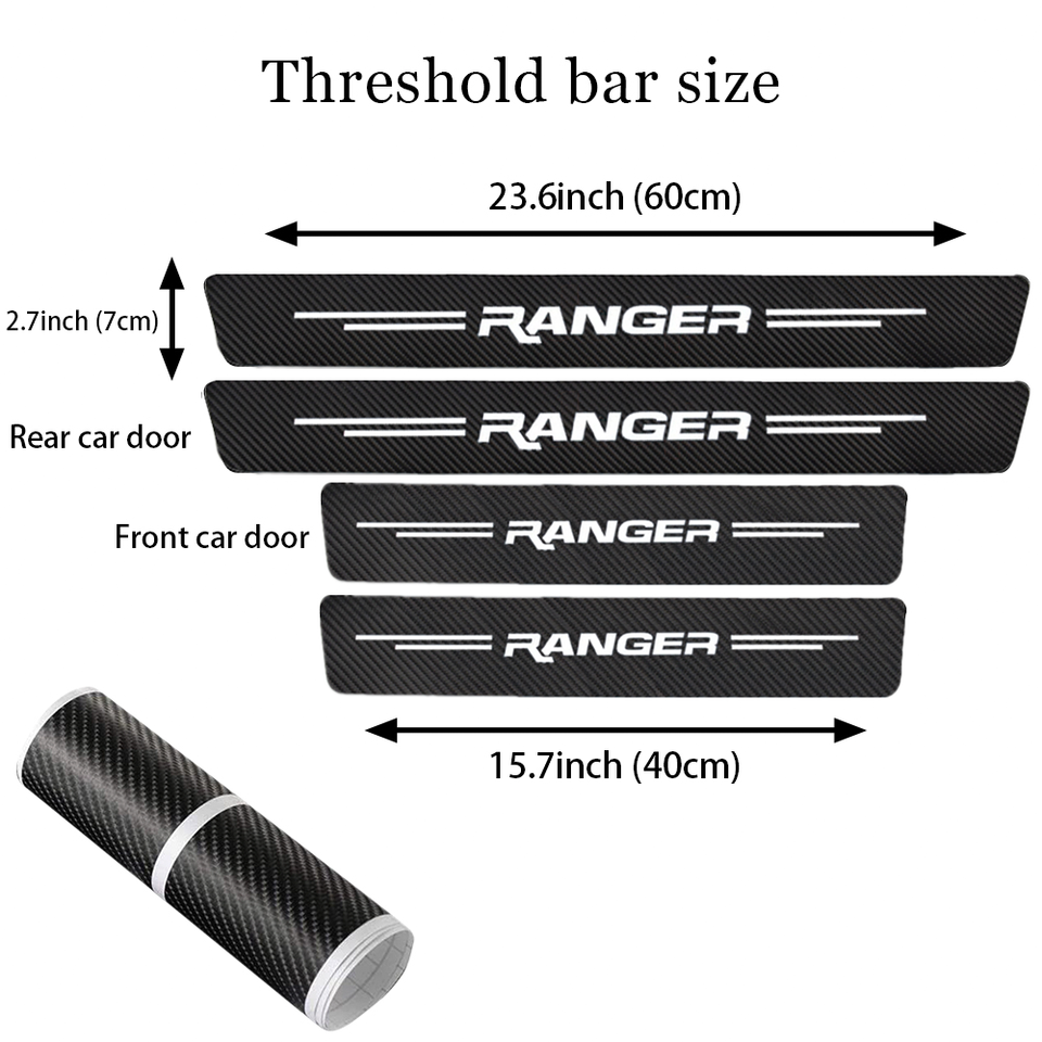 4x For Ford Ranger Accessories Car Door Sill Scuff Plate Cover Panel ...