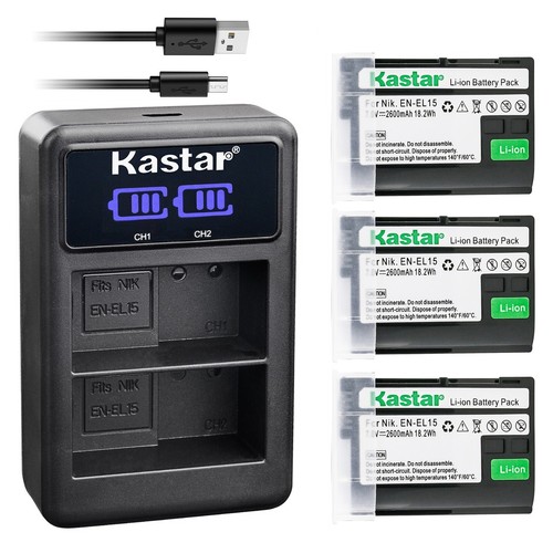Kastar Battery LCD Dual Charger for Nikon EN-EL15 MH-25 Nikon D7500 ...