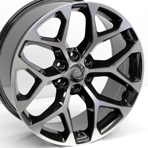 22" Black Machined Snowflake OE Style Wheels 22x9 6X5.5 +24 GMC Sierra ...