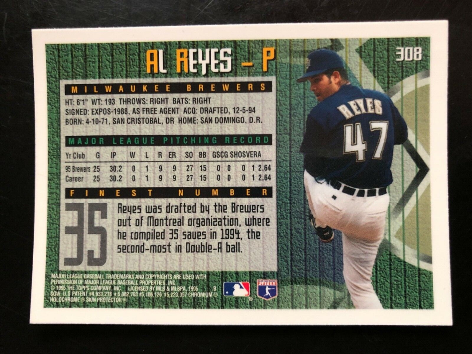 1995 Topps Finest #308 Brewers Al Reyes Baseball Card | eBay