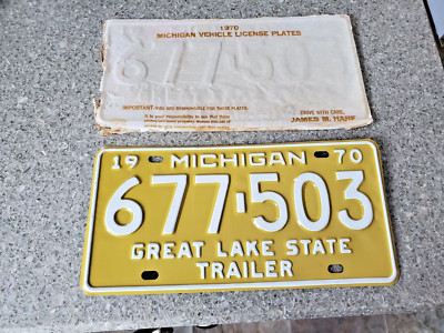 Vintage 1970 Michigan Trailer License Plate / 677-503 (NOS) | eBay