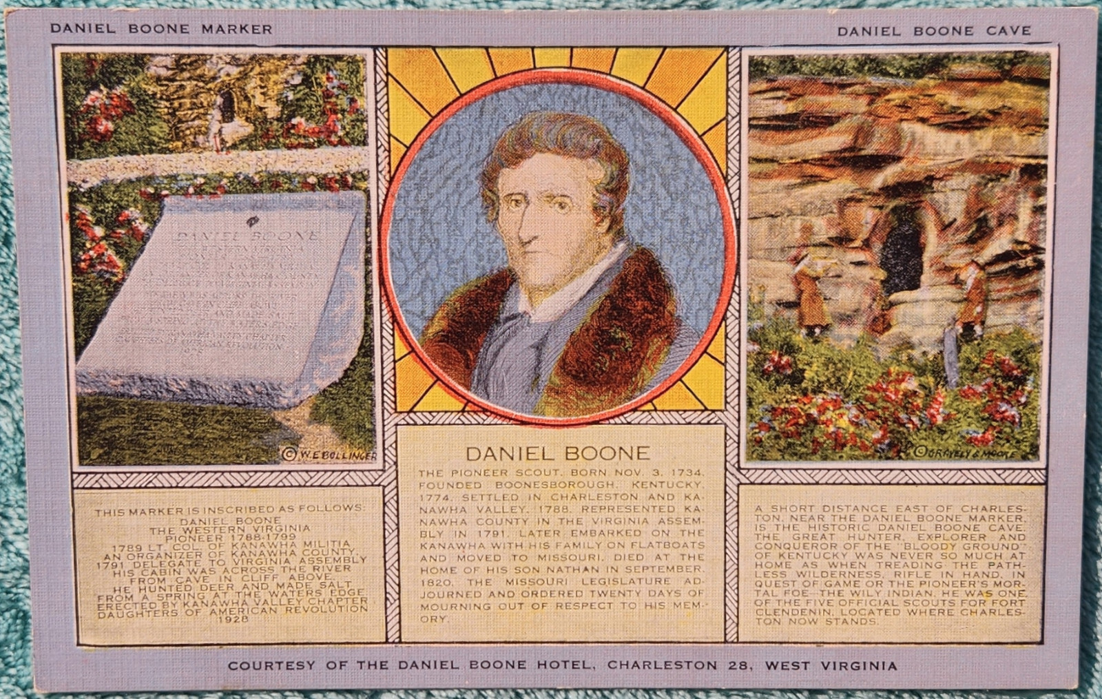 Daniel Boone Marker & Cave West Virginia 1960's Unused Vintage Postcard | eBay