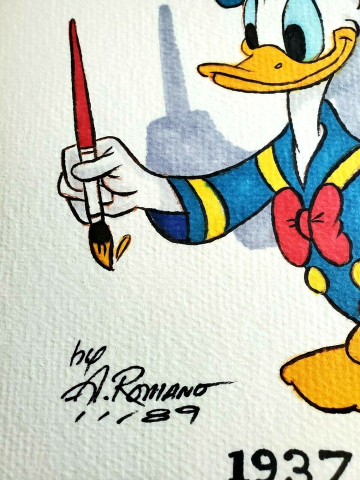 1989 Original Drawing "Donald Duck 1937" by A. Romano 12"x9" DD-479D | eBay