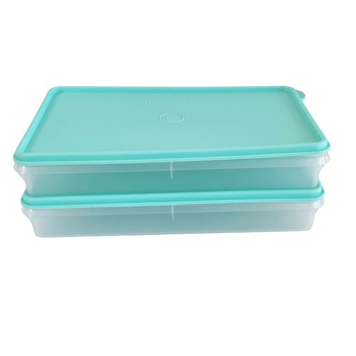 TUPPERWARE Cold Cut Keeper Jr Snack Storage 7x11 Teal Blue Brand New ...