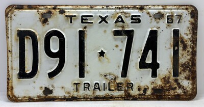 Old 67 TX. Antique Automotive Vintage 1967 Texas Trailer license Plate ...