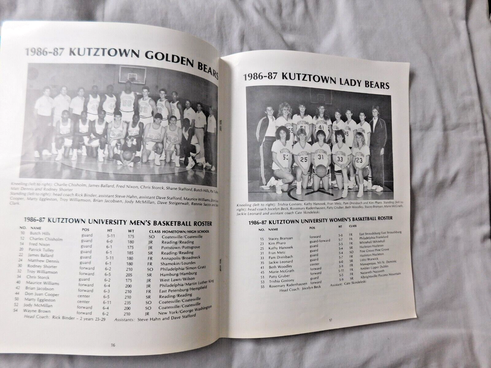 1986-87 Kutztown University Basketball Program Yearbook | eBay