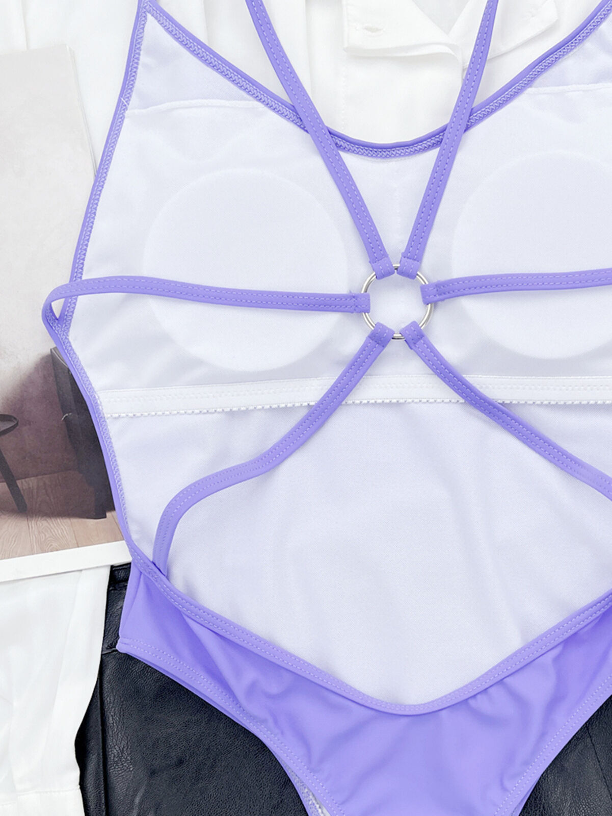 Sexy Thong One Piece Swimsuit Women Ring Linked High Waist Bathing Suit ...