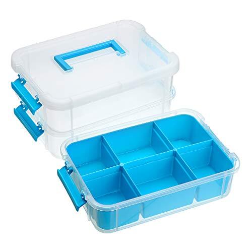 3-Tiers Stack Carry Storage Box With Divided Tray Transparent Stackable ...