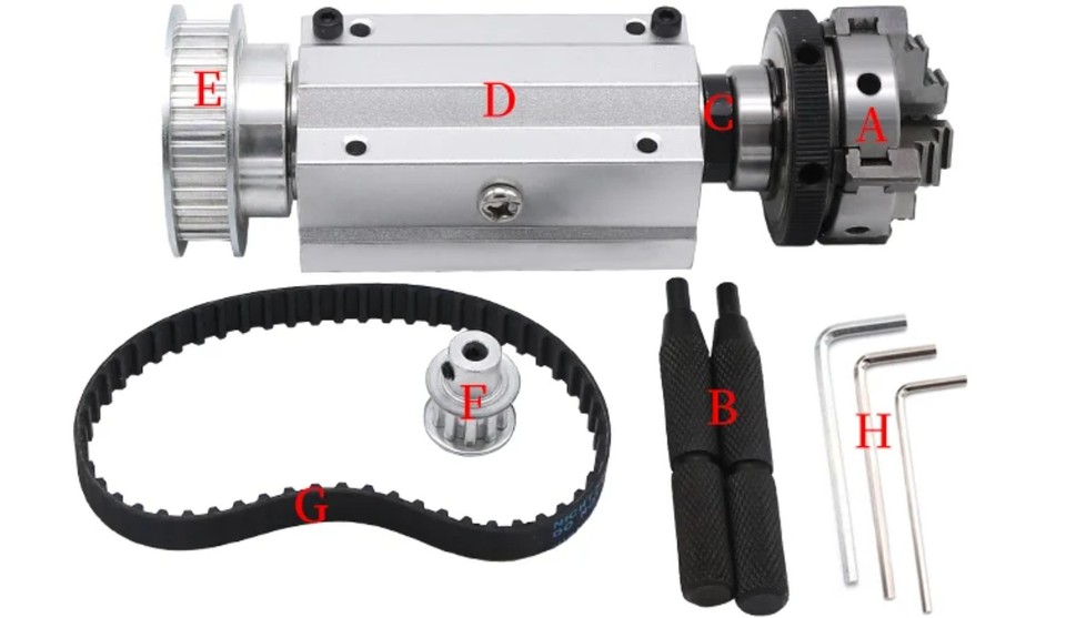 63Four-jaw Chuck Spindle Assembly Through Hole Small 50 Three-Jaw ...