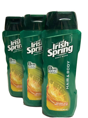 3 irish spring 8hr scent hair & body wash 15oz ea | eBay