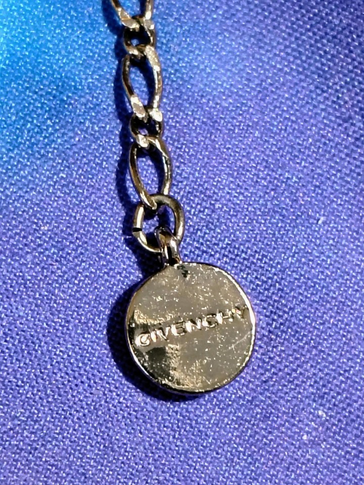 Givenchy Signed Silver Tone Cable Chain Red Crystal Y-Drop Teardrop ...