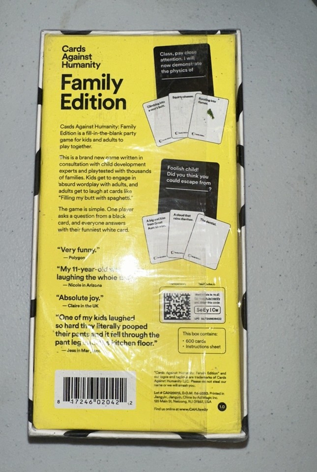 Card Against Humanity Family Edition Game Age 8+ New 600 Cards | eBay