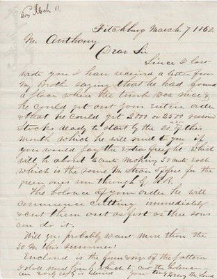 1862, Providence Tool and Armory, orders for musket stocks, weapons ...