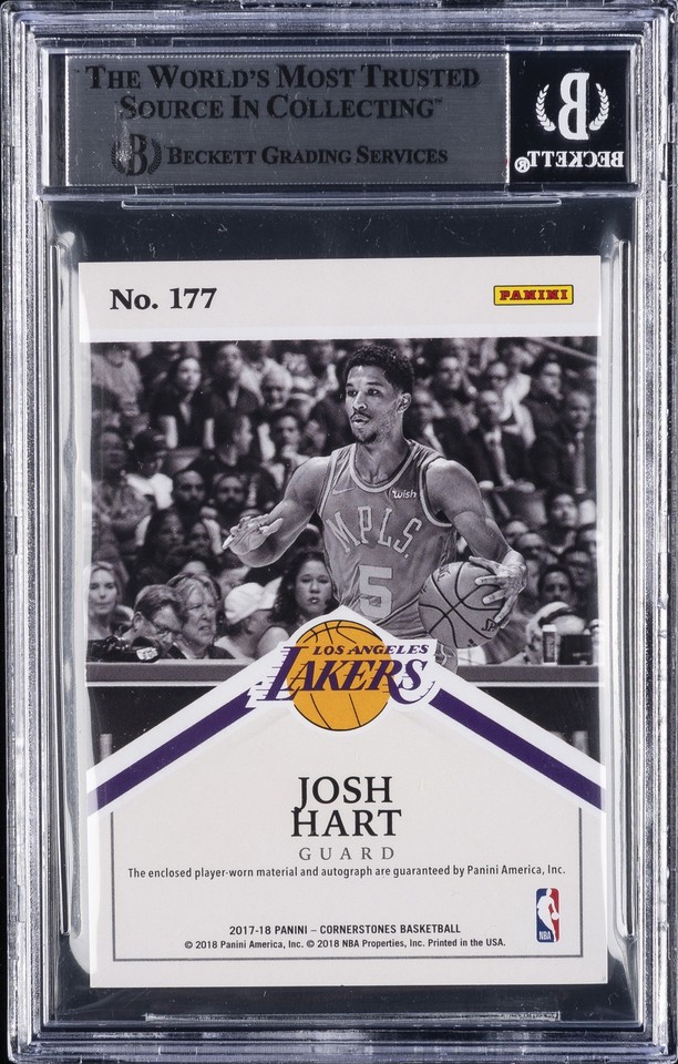 2017-18 PANINI CORNERSTONES JERSEY AUTO #177 JOSH HART ROOKIE RC 24/80 ...