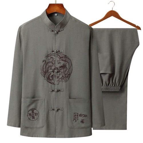 Mens Traditional Chinese Tang Suit Coat Kung Fu Taichi Uniform Dragon ...