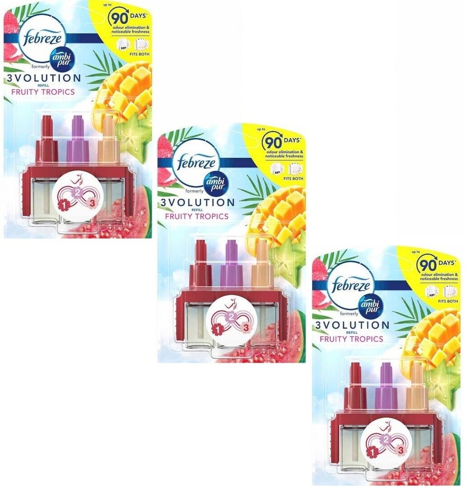 3x 20ml 3volution Febreze Ambi Pur 3Volution Plug In Refills 90 Days ...