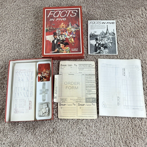 Vintage Board Game FACTS IN FIVE Game of Knowledge Used Missing V & Z ...