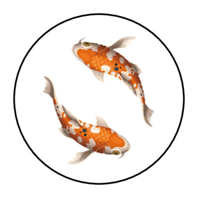 Koi, fish, pond stickers, labels, tags, envelope seals | eBay