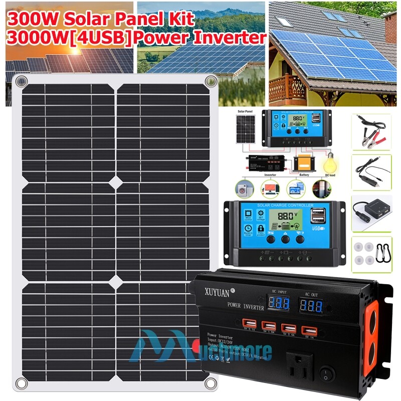 6000W Solar Panel Kit Solar Power Inverter Generator 100A Home 110V ...
