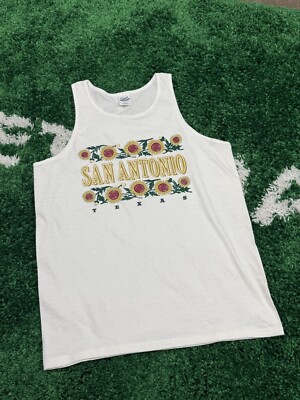 Vintage San Antonio Flower Puff Print Tank Top Large Cygnus Texas | eBay