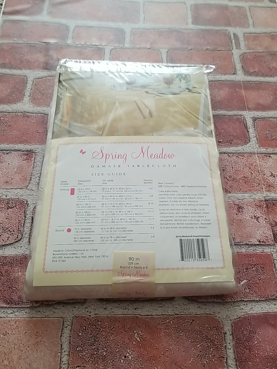 Damask Tablecloth Spring Meadow 90” Round Light Yellow Champagne Seats ...