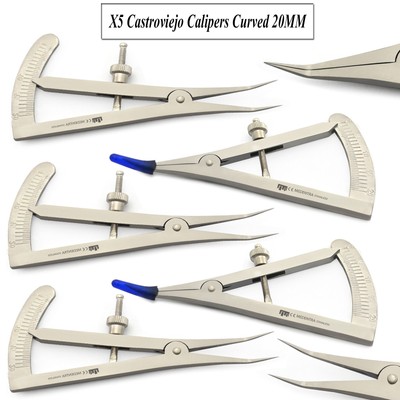 Castroviejo Calipers Gauges Curved 20mm Measuring Dental Lab ...