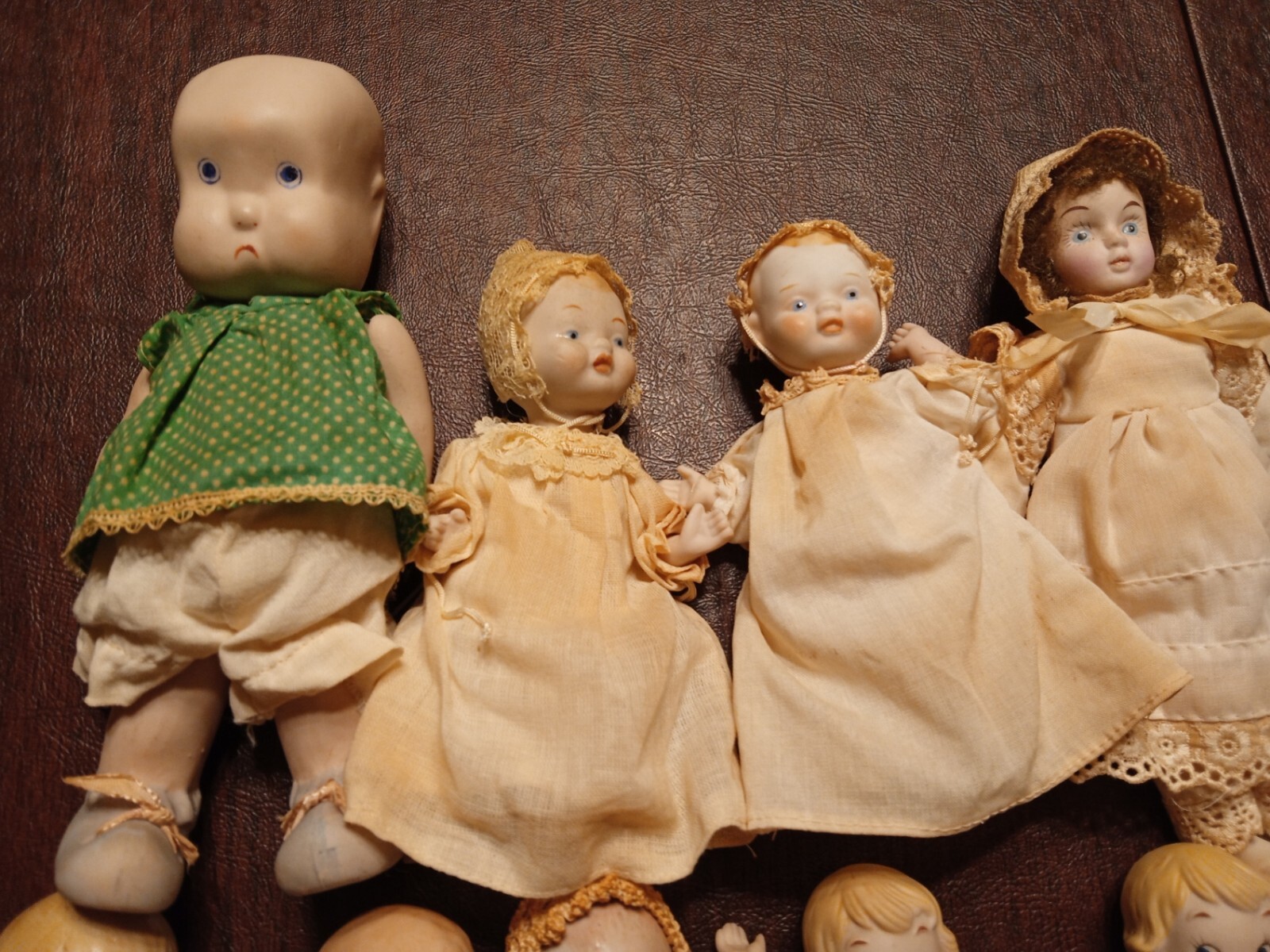 Vintage lot of 13 Shackman Bisque Dolls,Babies,Kewpies,Googley,Hebee ...