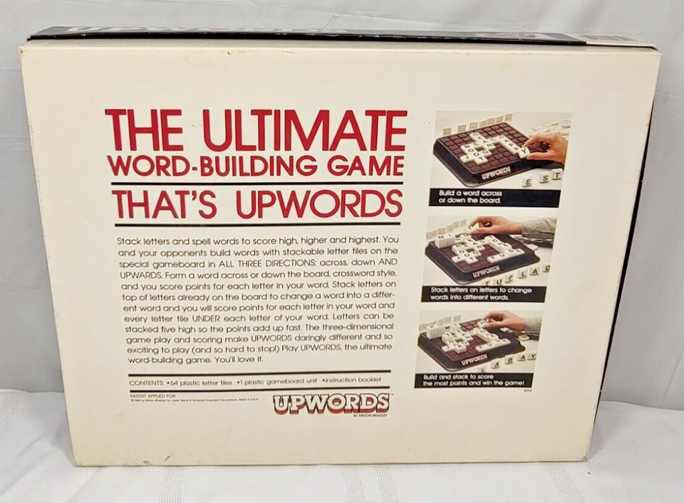 Upwords Board Game Complete 3-Dimensional Word 1983 Milton Bradley 4312 ...