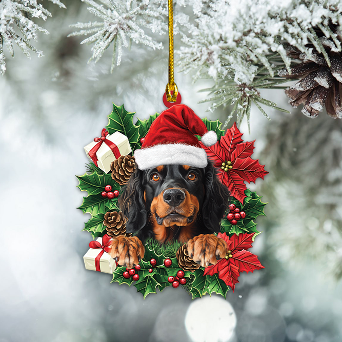 Personalized Gordon Setter Dog Christmas Wreath Ornament, Dog Hanging ...