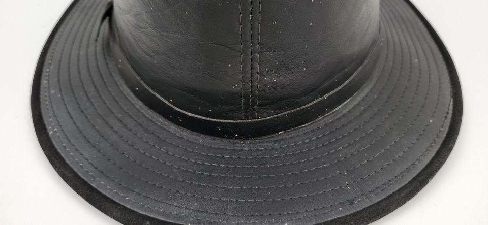 Vintage Byrnes & Baker Fedora Men’s Genuine Black Leather Hat Size ...