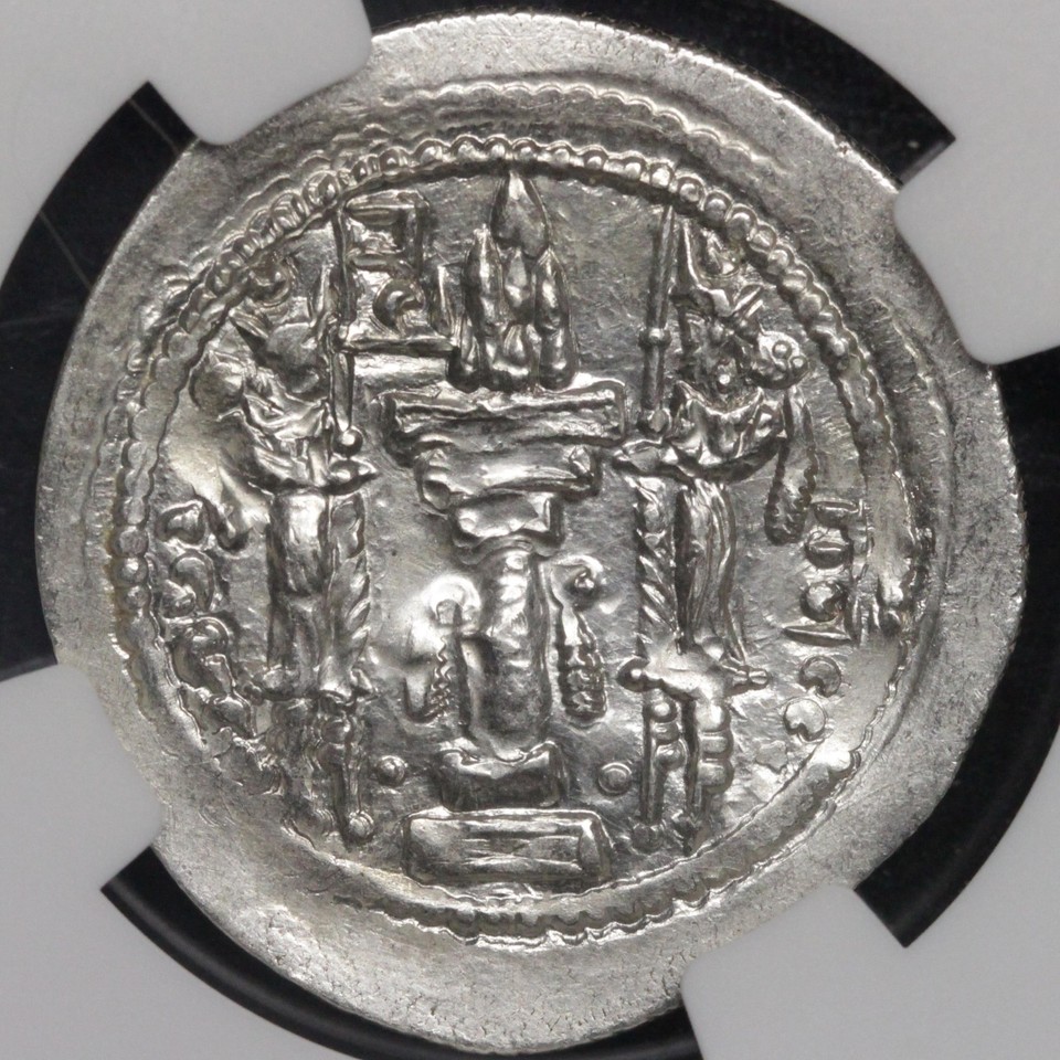 Sassanid Drachm NGC MS Ancient Sasanian Empire Silver Coin Bahram V ...