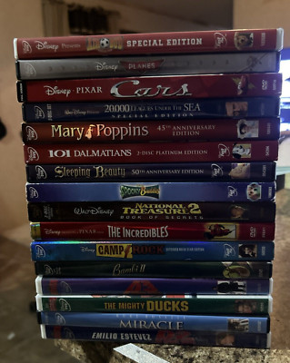 Lot of 16 Disney DVDs Movies - Cars, Sleeping Beauty, The Mighty Ducks ...