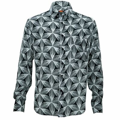 Mens Shirt Loud Originals REGULAR FIT Abstract Black Retro Psychedelic ...