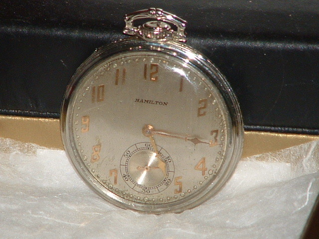 Pre-Owned 1928 Hamilton Heavy 18kt White Gold 922 Masterpiece Pocket ...