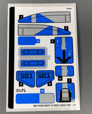 Sticker Sheet for LEGO Set 75280 Star Wars 501st Legion Clone Troopers ...