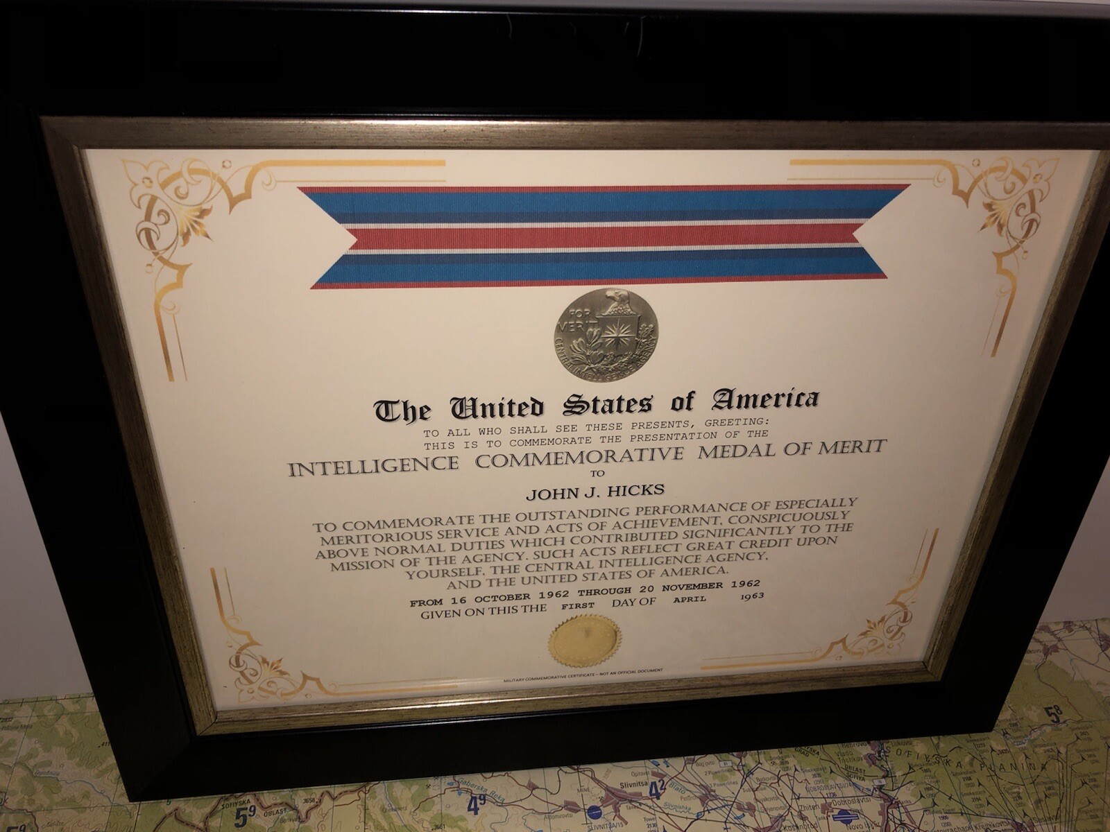 CIA - INTELLIGENCE COMMEMORATIVE MEDAL OF MERIT CERTIFICATE Type-1 | eBay