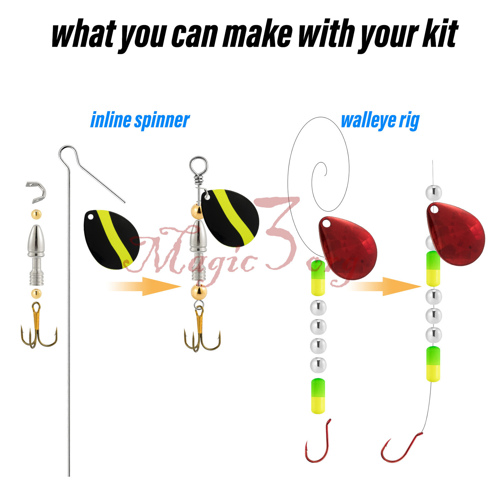 1721pcs Fishing Spinner Blades Lure Making Kit Floats Hooks Walleye ...