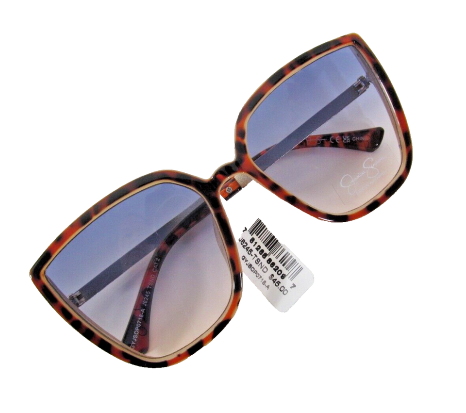 Jessica Simpson Cat Eye Sunglasses Tortoise Shell Rims Blue Lenses ...