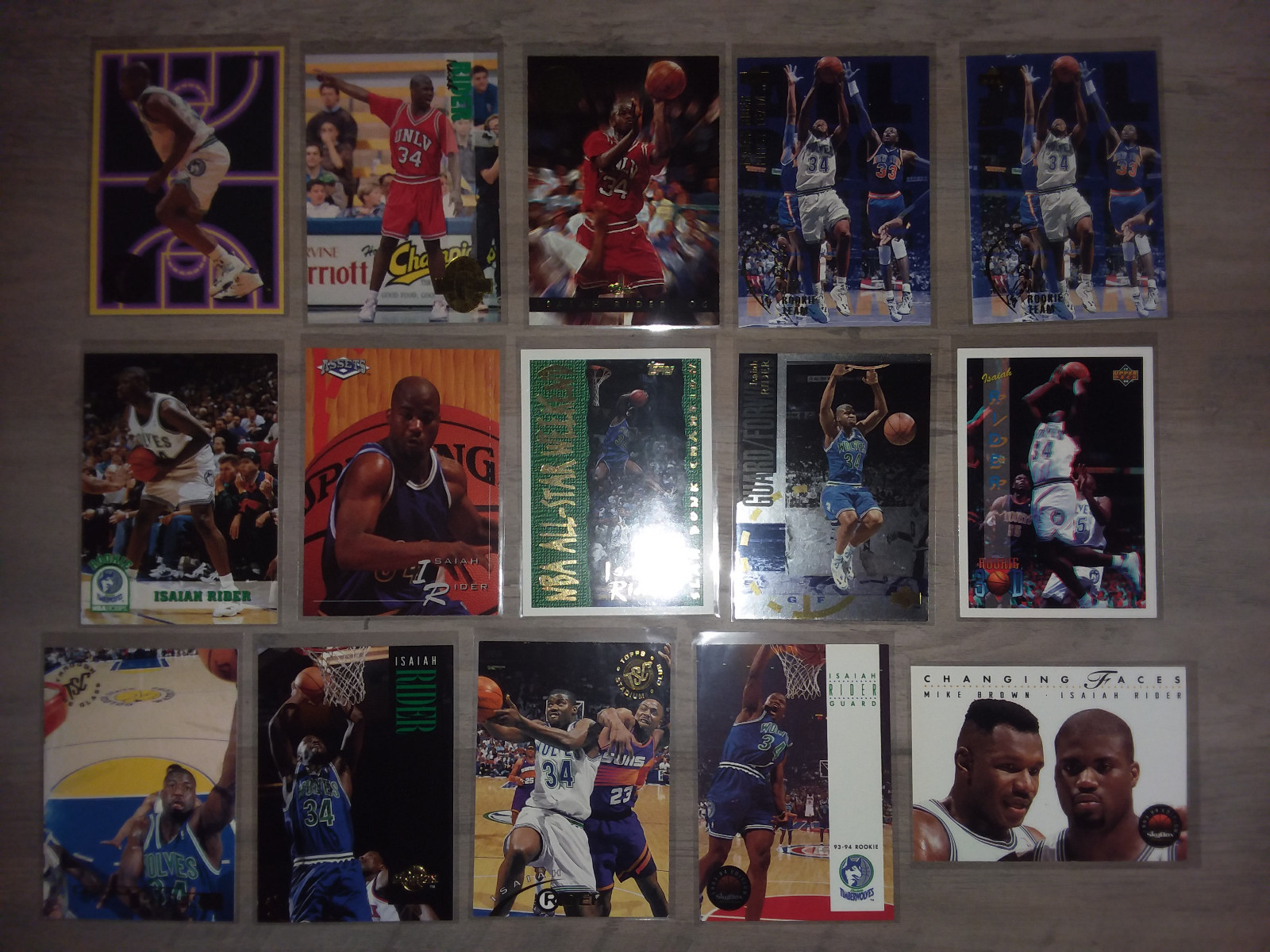 Isaiah Rider 15 card lot NBA Minnesota Timberwolves basketball cards ...